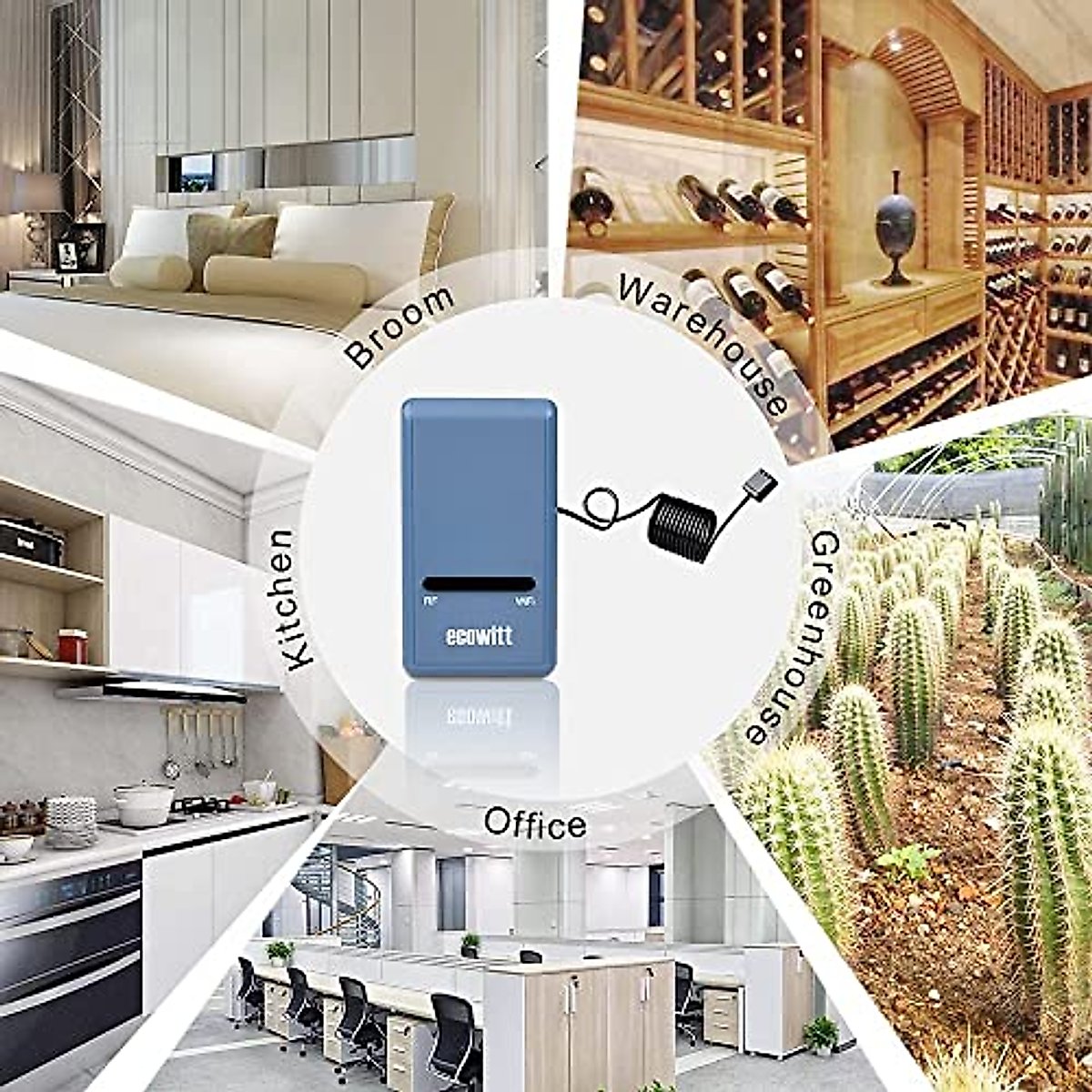 Ecowitt GW1100 Wi-Fi Weather Station Sensor Gateway with Temperature, Humidity and Atmospheric Pressure 3-in-1 Probe Sensor(1X GW1100 WiFi Gateway)