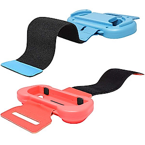 MENEEA Wrist Strap Compatible with Just Dance 2025 2024 2023/for Zumba Burn It Up,Adjustable Wrist Bands for Nintendo Switch & OLED Model for Joy-Cons,Two Size for Adults & Children,2 Pack Red/Blue