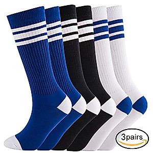NEVSNEV Knee High Tube Socks Comfortable and Breathable with Triple Stripes for Boys, Girls, Toddlers, Kids, Baby and Child