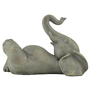 Boulevard East Concepts 4" Good Luck Elephant Lounging with Raised Trunk Statue Indoor Outdoor Garden Sculpture - Good Luck Gifts, Zen Garden Decor, Garden Decorations, Patio Lawn Yard Decor (4 Inch)