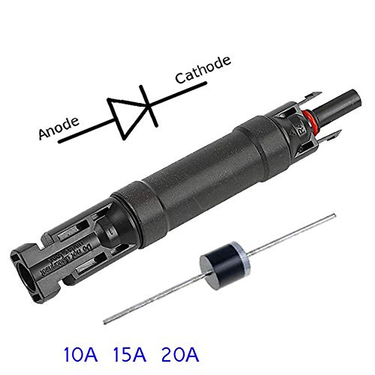 BAYM Solar Panel PV Cable Connector Built in 15A Diode in-Line Fuse Solar Wire Connector Solar PV System IP68 Waterproof Anti-backflow(10pcs)