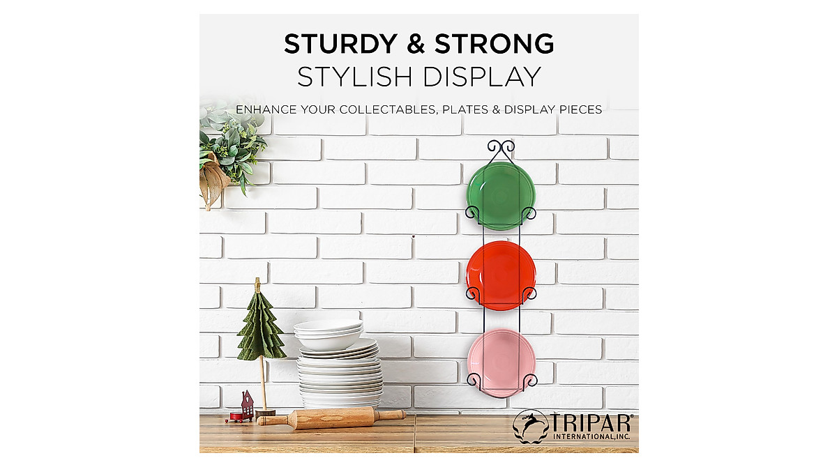Tripar 3 Tier Vertical Black Plate Rack for Displays