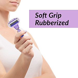 Natural Solution Razors for Women – Extra Smooth 4-Blade Shaver Infused with Vitamin E & Aloe, Provides Gentle Shaving, 3-Pack (6 Pieces) in Pink/Purple