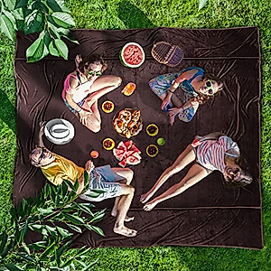 HOMBYS Extra Large 11'x 10' Flannel Throw Blanket, Big Size 128x120 Fuzzy Lightweight Microfiber Bed Blanket for Family and Couples, Oversized Soft & Warm Coffee Giant Blanket for All Season