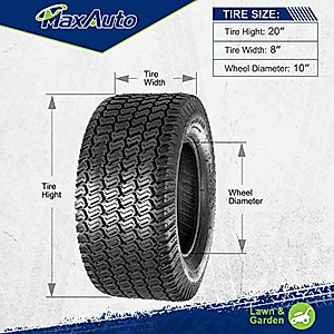 MaxAuto 2 Pcs Turf Saver Lawn & Garden Tire - 20x8.00x10 LRB 4ply