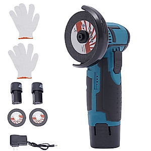 3 Inch Mini Angle Grinder, 500W 12V Cordless Metal Angle Grinder for Metal Grinding/Cutting/Polishing with 2 Battery, 2 Discs