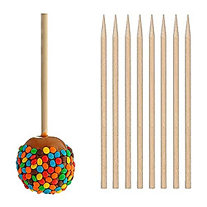 Gere Thick Candy Apple Sticks,120 Pack, 7 Inch 5mm,Caramel Apple Sticks, Bamboo Skewers for Corn Dog, Corn Cob, Kabob, Lollipop, Grill, Semi Point Food Caramel 120 pcs