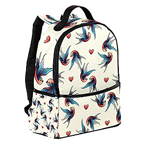 Casual Mini Backpack PU Leather Travel Shopping Bags Daypacks Old School Swallows Background