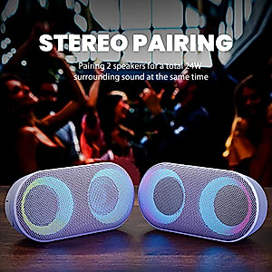 MIATONE Portable Bluetooth Speakers with Bass, Wireless Speakers with Powerful Subwoofer, IPX7 Waterproof, Bluetooth 5.3, 24H Playtime, TWS Portable Speaker with Lights for Gifts Party Outdoor Shower