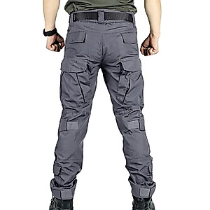 OCANXUE Tactical Pants Camo Cargo Pants for Men Outdoor Hiking Pants Ripstop Work Pants Multi Pocket Pants No Belt No Knee Pads Gray 34