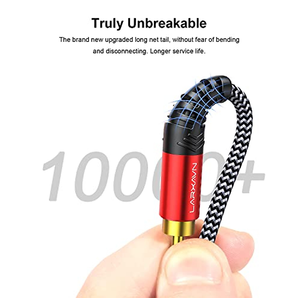 Larxavn RCA Cables 15 ft, RCA Audio Cable [Hi-Fi Sound, Nylon Braided, Shielded] RCA to RCA Audio Cable for Home Theater, HDTV, Amplifiers, Hi-Fi Systems, Speakers