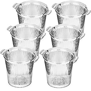 DecorRack 6 Pack Acrylic Ice Buckets with Handles, 2.5 Liter Crystal Clear Wine Buckets, Perfect Champagne Bottle Tubs for Parties (Pack of 6)