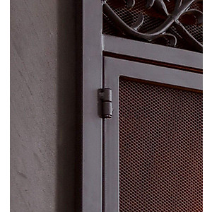 Plow & Hearth Metal Fireplace Screen Scrollwork Black | 38" W x 31½"H | 2 Door | Spark Guard Grate | Fire Place Cover | Wood Burning Stove Accessories