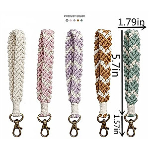 Sither Boho Macrame Keychain for Women Handmade Keychain Bracelet Keyring Wristlet Macrame Keychain Holder for Gift(green)