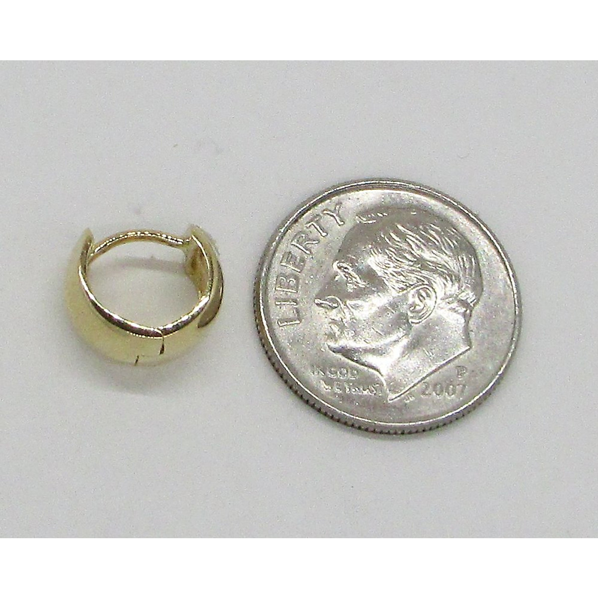 Tiny 14K Gold Wide Hinged Huggie Hoop Earrings .40 in (10mm) (6mm Wide) (Yellow Gold)