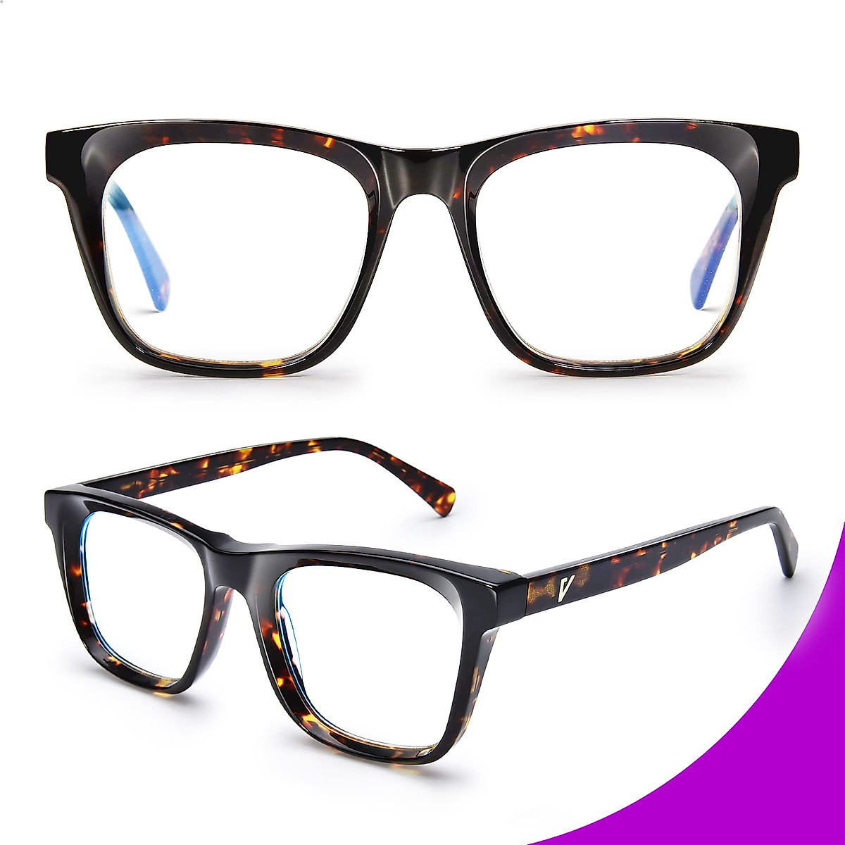 VISOONE Acetate Blue Light Blocking Glasses Square with Anti Glare for Computer Women and Men BONA