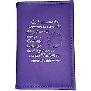 Culver Enterprises Narcotics Anonymous NA Basic Text (6th Ed) Book Cover Serenity Prayer & Medallion Holder Purple Orchid