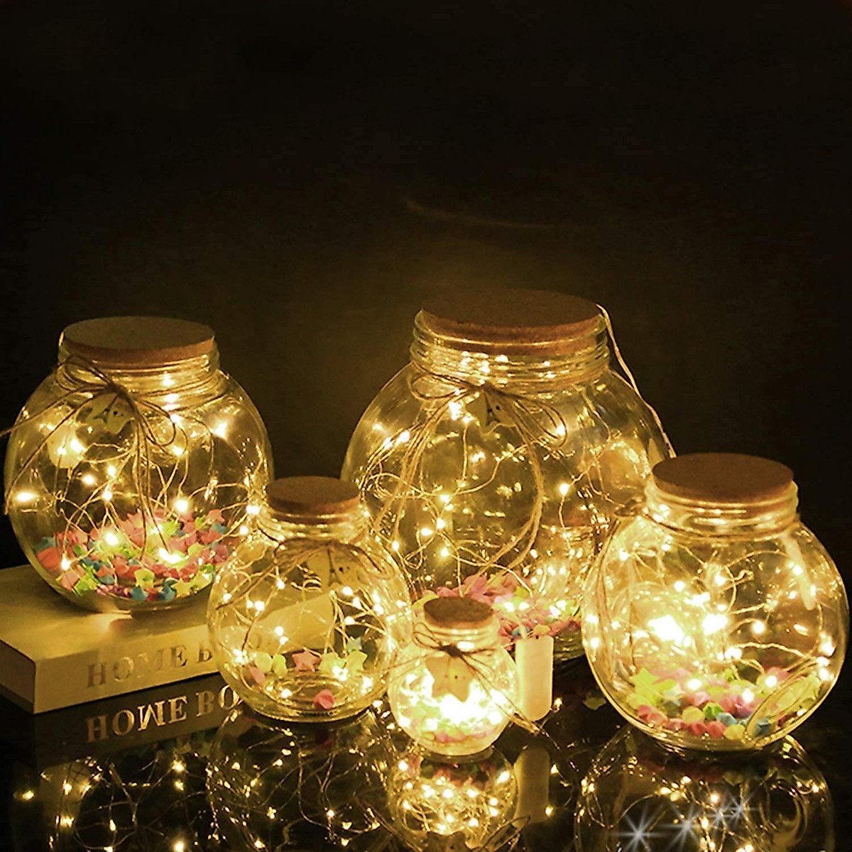 Ehome Fairy String Lights, 12 Pack Fairy Lights Battery Operated, 7.2ft 20LED Christmas Lights Silver Coated Copper Wire Lights Firefly Lights Moon Lights for Party Christmas Decorations Warm White