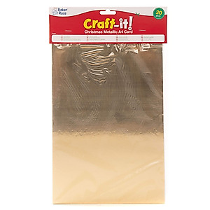 Baker Ross AX300 Christmas Metallic A4 Card - Pack of 20, Creative Art Supplies for Kids, Seasonal Crafts and Decorations
