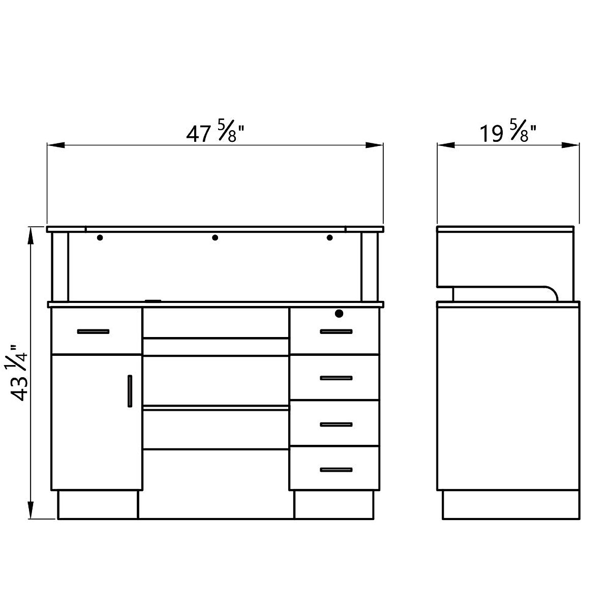 Reception Desk LED Lighted Reception Area Counter LANGARA in Silver Grey