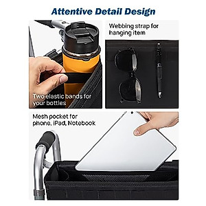 JOYTUTUS Walker Basket for Folding Walker, Basket for Walkers for Seniors,Rollator Walkers Storage Bag, Can be Installed Outside or Inside of Walker, Wheerchair