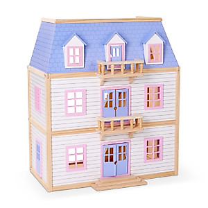 Melissa & Doug Modern Wooden Multi-Level Dollhouse With 19 pcs Furniture [White]