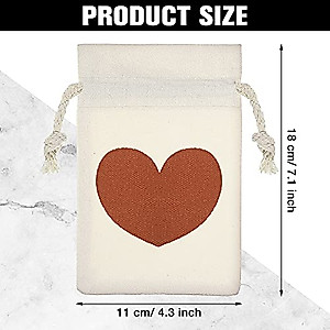 Shappy 20 Pieces Valentine's Day Heart Burlap Bags 4.3 x 7.1 Inch Drawstring Canvas Present Pouch Large Present Bags Wedding Favor Bags for Valentine Wedding Birthday