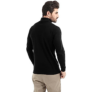 Utopia Wear Premium Mens Shirt, Cotton Blend Knitted Turtleneck Men T-Shirt Pullover Sweater, Black, XX-Large