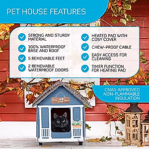PETYELLA Heated cat Houses for Outdoor Cats in Winter - Weatherproof - Outdoor Heated Houses for Feral Cats - Easy to Assemble