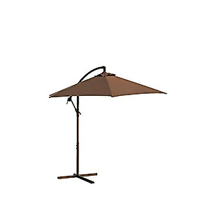 LOKATSE HOME 10 Ft Offset Patio Outdoor Umbrella Cantilever Hanging Market Umbrella Garden Umbrella with Crank & Cross Base (Brown)