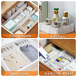 Spoilu 8Pcs Drawer Dividers, Adjustable Drawer Dividers, Sock Organizers for Dresser Drawers, Can Be Cut and Spliced Drawer Dividers, Free 4 Splicing Buckle