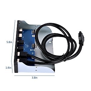 UCEC 5.25 Inch Front Panel USB Hub with 2-Port USB 3.0 & 2-Port USB 2.0 & HD Audio Output Port & Microphone Input Port for Desktop [ 20 Pin Connector & 2ft Adapter Cable]