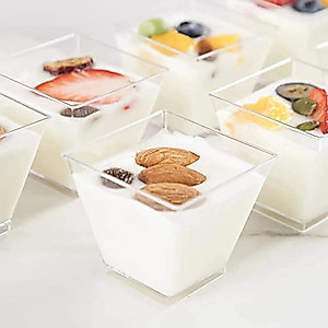 XiyaxiVici 50 PCS 2 oz Square Mini Plastic Dessert Cups, Transparent Parfait Cups Fruit cups Clear Appetizer Cups for Party Yogurt Fruit Trifle Mousse Pudding Ice Cream Cups