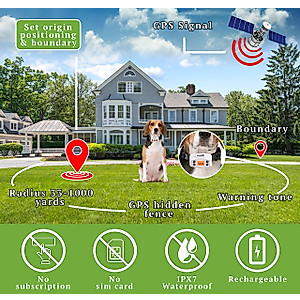 Pawious GPS Wireless Dog Fence - Pet Containment System, Electric Dog Fence with Radius up to 1000 Yards, Rechargeable, Perimeter Shock Collar for Medium and Large Dogs, Outdoor Use Only