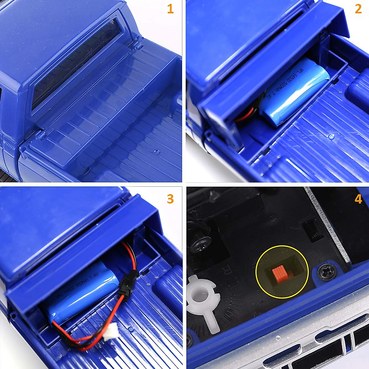 YIKESHU Rock Crawler RC Truck 4x4 Offroad 1:16 Scale Remote Control Truck 2.4Ghz with Led Headlight, All Terrain RC Crawler Brushed RTR Toy for Adults (WPL-C24)