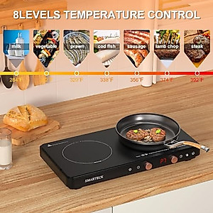 2-in-1 Electric Griddle & Induction Cooktop and 1800W Induction Burner with Removable Griddle Pan Non-stick,Dual Independent Temperature Control Options with Timer,for Kitchen and Outdoor BBQ