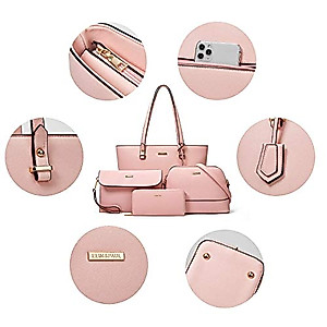 Women Fashion Handbags Wallet Tote Bag Shoulder Bag Top Handle Satchel Purse Set 4pcs