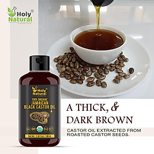 Organic Jamaican black Castor Oil (3.38 fl oz) USDA Certified, Traditional Handmade with Typical and Traditional roasted castor beans smell ,100% Pure black Castor Oil (No Additive, Non GMO)
