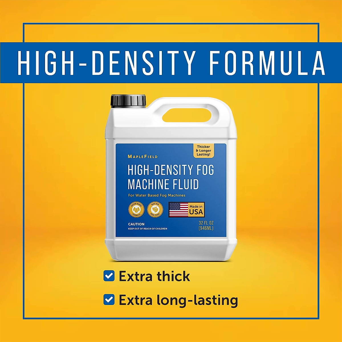 Maplefield High-Density Halloween Fog Machine Fluid - 32 oz - Great for Haunted Houses, Spooky Party Decor, and Outdoor Events - Long-Lasting Water-Based Formula - Compatible with 700+ Watt Machines