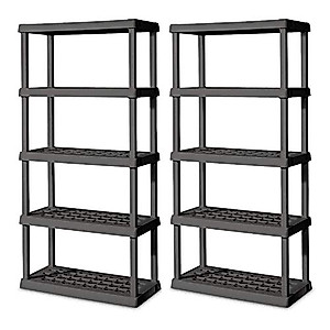 Sterilite Heavy-Duty 5-Shelf Ventilated Shelving Unit, Gray (2 Pack) | 0155V01