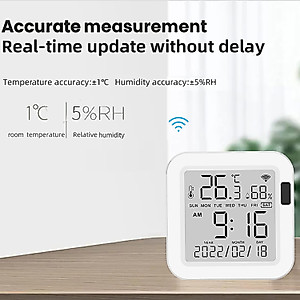 WiFi Thermometer Hygrometer: Smart Temperature Humidity Sensor with Backlit LCD Screen, Free App Alerts, Indoor Temperature Gauge Humidity Monitor Compatible with Alexa Google Assistant