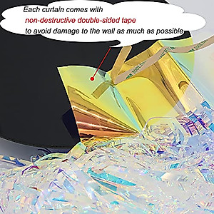 LILF Gorgeous Holographic Iridescent Fringe Curtain - 2 Pack of 8.3ft x 3.3ft Tinsel Streamer for Wedding Birthday Party Bridal/Baby Shower Christmas Photo Booth Backdrop Decoration