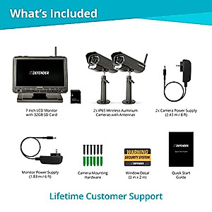 Defender PhoenixM2 Security System - Indoor and Outdoor Wireless Security System Camera with LCD Screen - Business and Home Security System - Plug and Play, No WiFi Connection Required (2 Cameras)