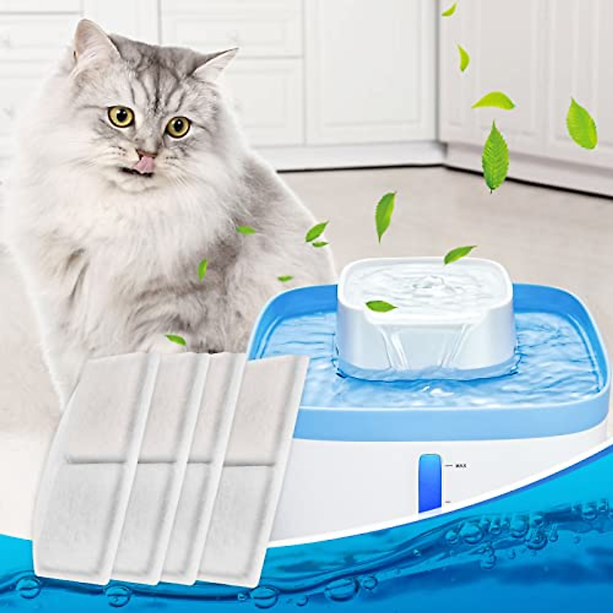 MyfatBOSS Pet Fountain Filter Replacement, 12 Packs Cat Water Fountain Filter, Pet Fountain Carbon Filters Compatible with 100oz/3L Automatic Pet Fountain