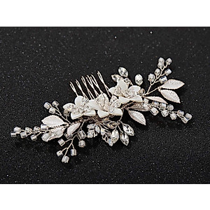 SWEETV Wedding Hair Comb Clip Bridal Crystal Wedding Hair Accessories for Brides and Bridesmaid, Silver