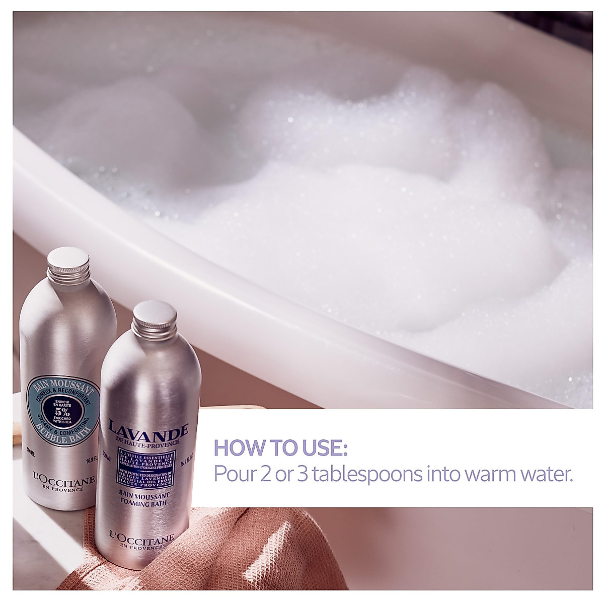 L'OCCITANE Lavender Foaming Bath: Relaxing and Cleansing Bubble Bath, Soothing Scent, with Lavender Essential Oil, 16.9 Fl. Oz Refill