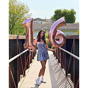40 Inch Large Rose Gold Number 7 Balloon Extra Big Size Jumbo Mylar Foil Helium Balloons for Birthday Party Celebration Decorations Graduations Wedding Anniversary Baby Shower Supplies Engagement