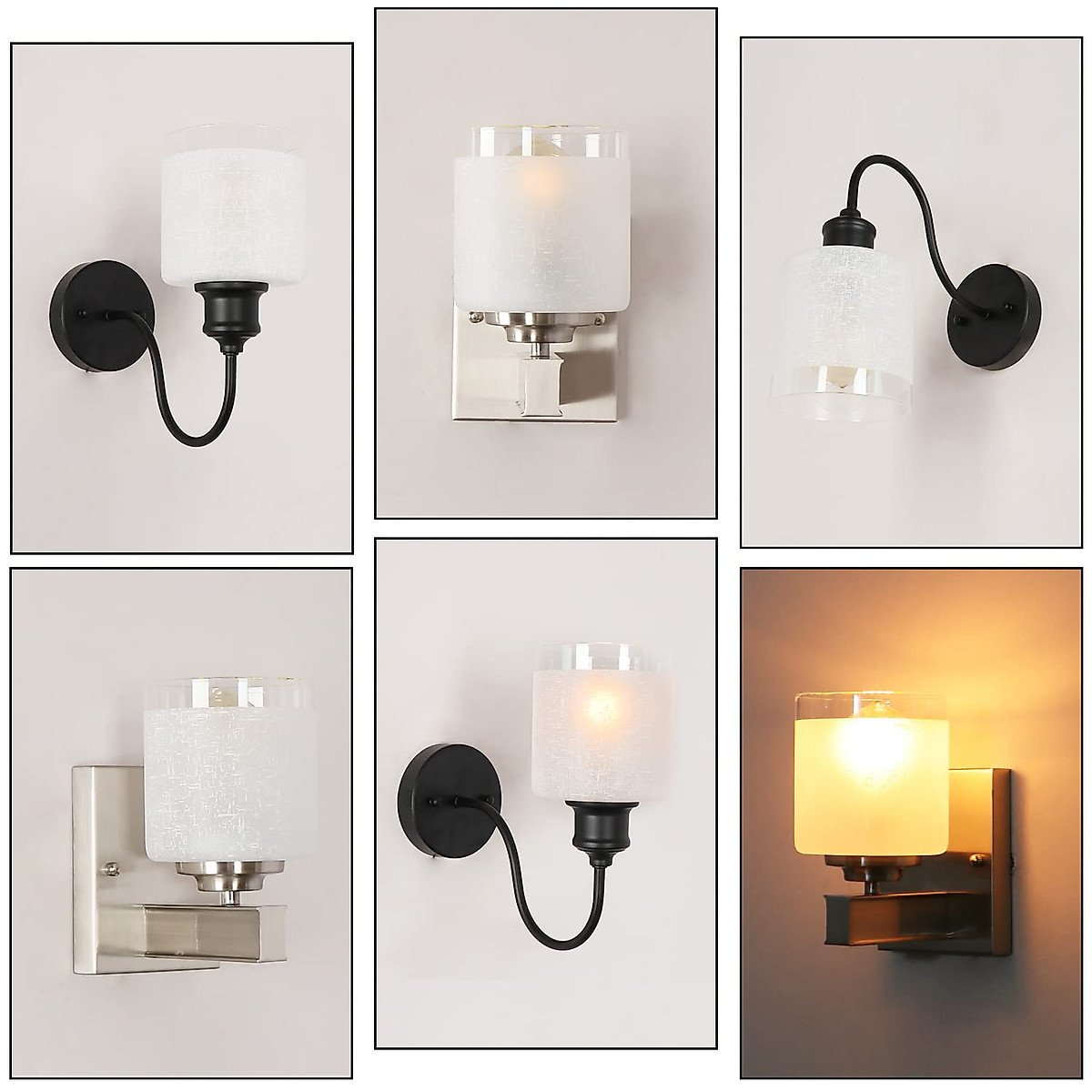 Anmire 2 Pack White Frosted Glass Lamp Shade, Cylinder Light Fixture Replacement Globe or Cover with 1-5/8-Inch Fitter for Pendant Light Chandelier Wall Sconce G0099