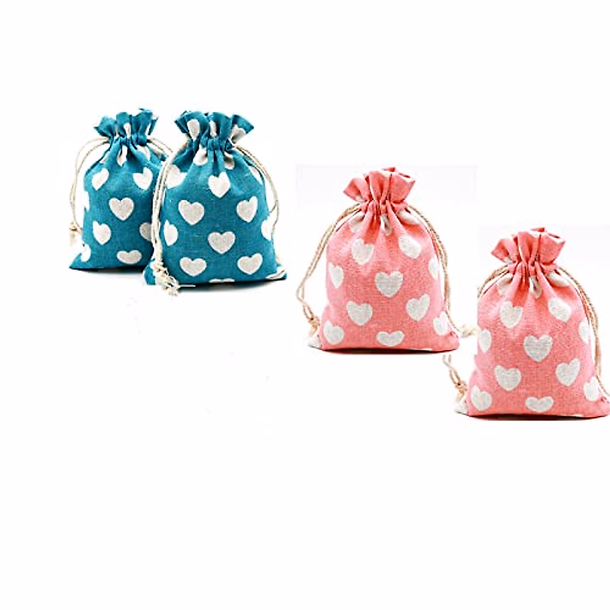 Autupy 20 Packs 5.5 x 3.9 Inch Heart Burlap Drawstring Bags Gift Bags Packing Storage Linen Jewelry Pouches Sacks for Valentine's Day Wedding Party Shower Birthday