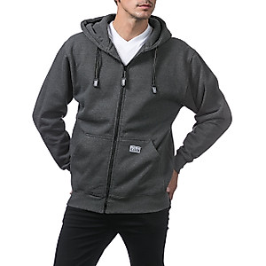 Pro Club Men's Heavyweight Full Zip Fleece Hoodie, Charcoal, Small